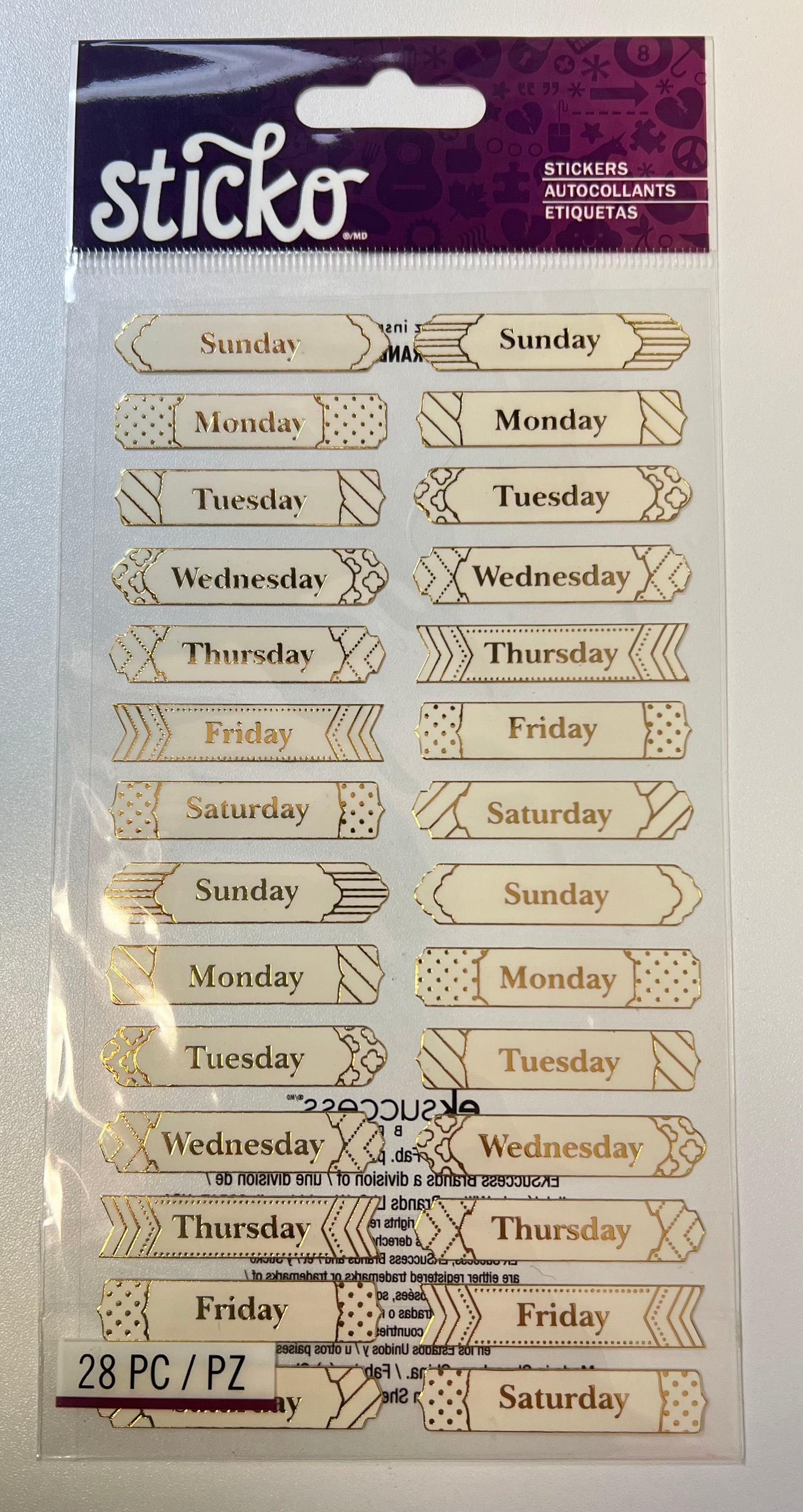 Sticko - Basic Days of the Week Sticker Labels – Faith and Joy Craft Supply