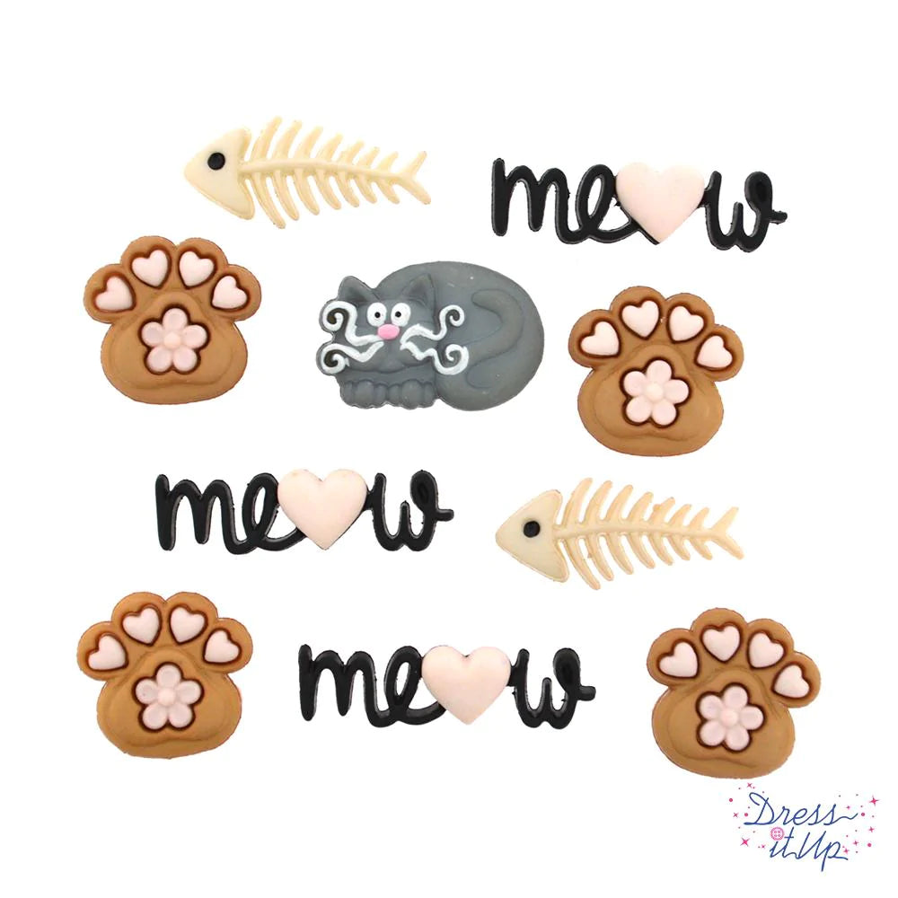 Dress it Up - Meow Buttons – Faith and Joy Craft Supply